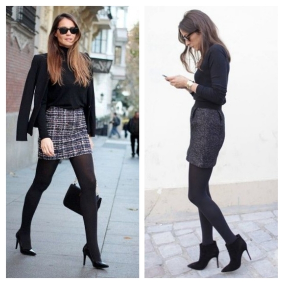 Per Se | Skirts | Per Se Pencil Mini Skirt In Wool Blend Tweed Black ...